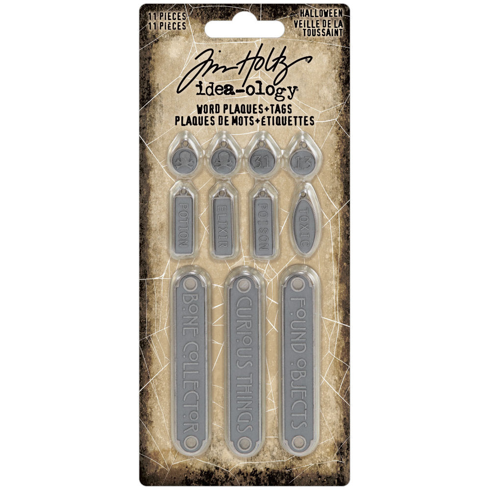 Tim Holtz Idea-Ology - Metal Adornments - Halloween - Word Plaques and ...